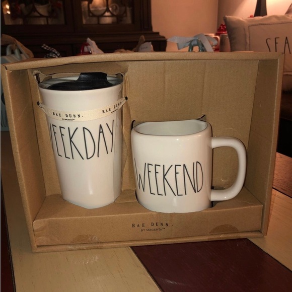 Rae Dunn | Dining | Rae Dunn Weekday Weekend Travel Mug Set | Poshmark